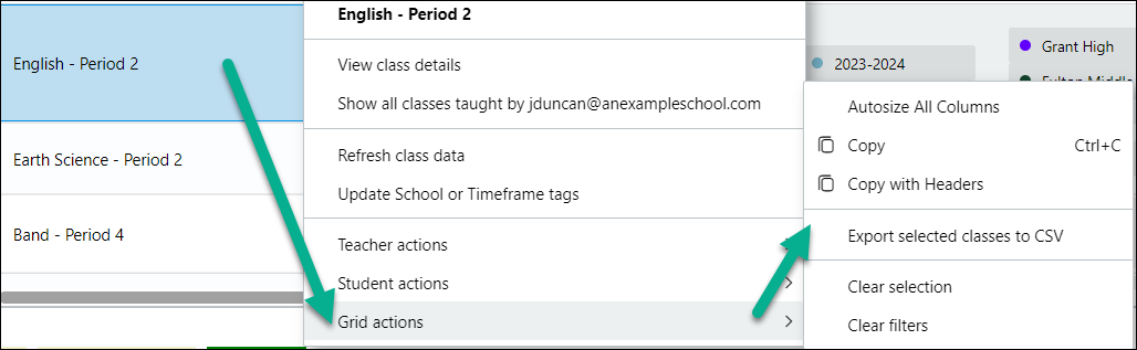 Understanding Grid Actions in Classroom Explorer – Help Center